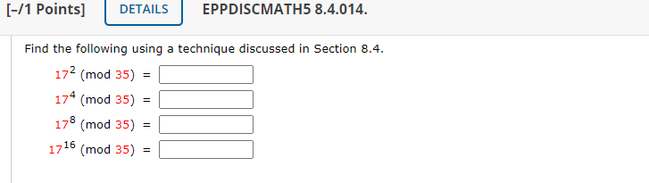 Solved [-/1 Points) DETAILS EPPDISCMATH5 8.4.014. = Find the | Chegg.com Solved [-/1 Points) DETAILS EPPDISCMATH5 8.4.014. = Find the | Chegg.com