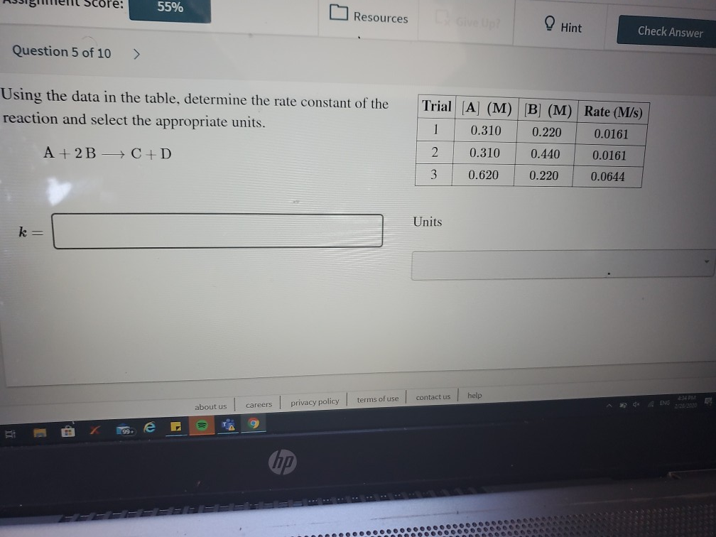Solved Augment Score: 55% Resources Hint Check Answer | Chegg.com