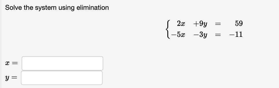 Solved Solve the system using elimination x= y= | Chegg.com
