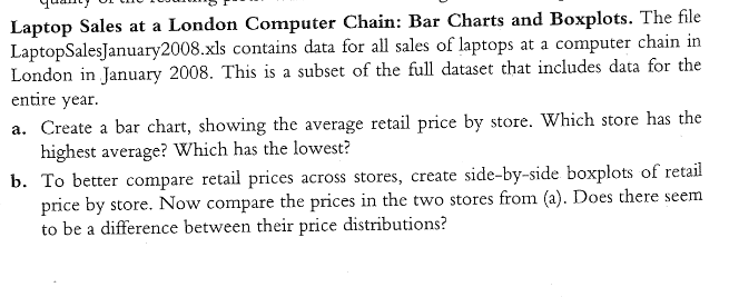 Laptop Sales at a London Computer Chain: Bar Charts | Chegg.com