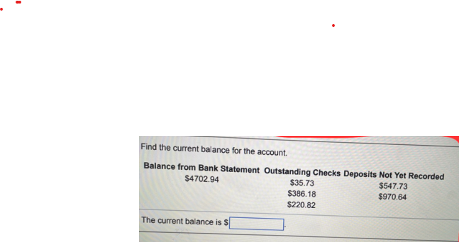 Solved Find the current balance for the account. | Chegg.com