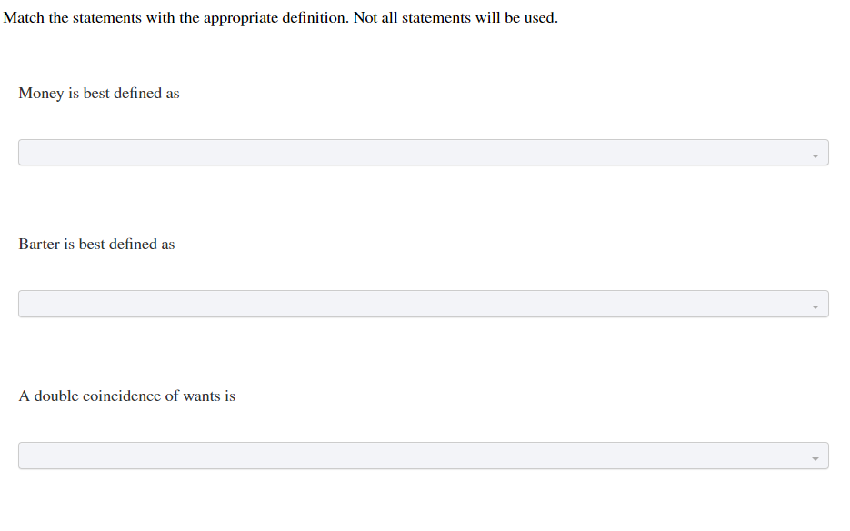 Solved Match the statements with the appropriate definition. | Chegg.com