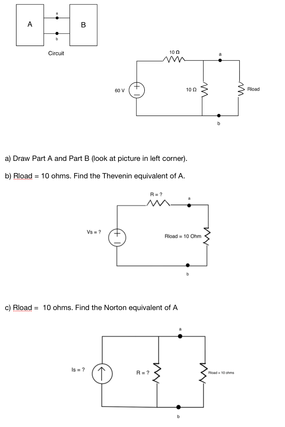Solved by an EXPERT a) ﻿Draw Part A and Part B (look at picture in left | Chegg.com