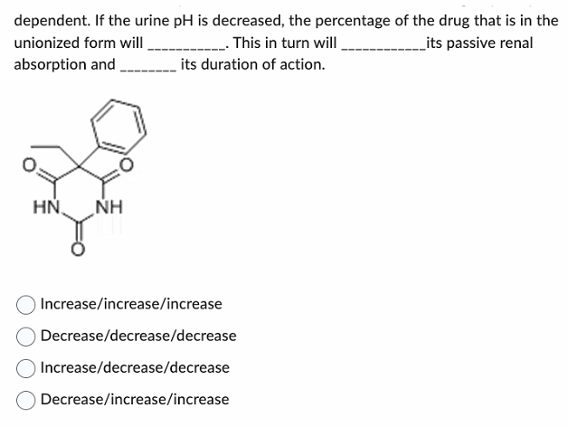 Solved dependent. If the urine pH is decreased, the | Chegg.com
