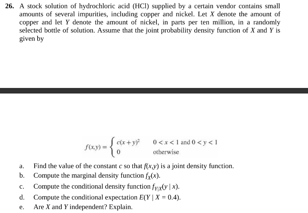 Solved 26. A stock solution of hydrochloric acid (HCl) | Chegg.com