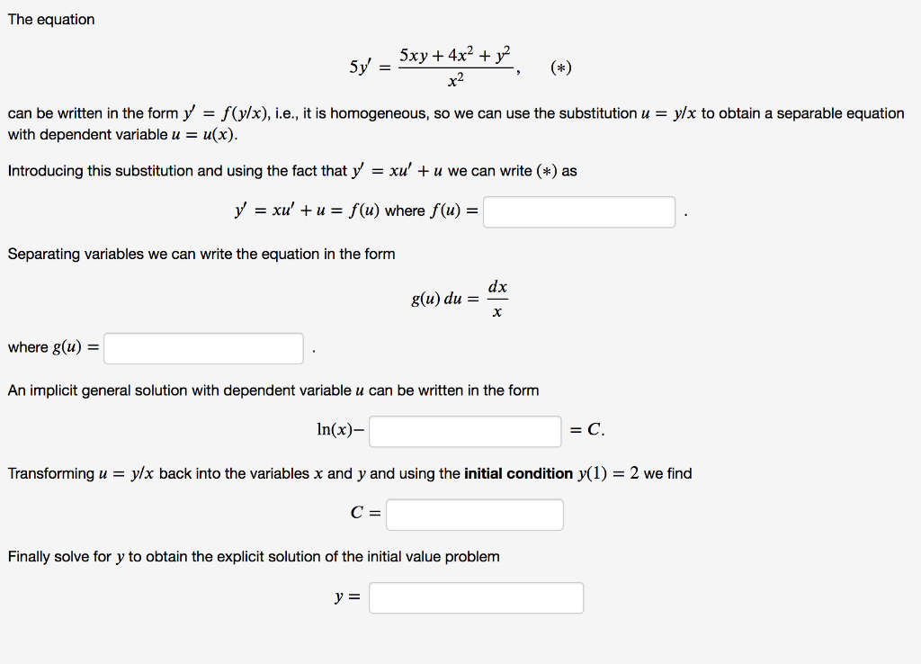 Solved The equation 5ху+ 4x2 + у? 5y' () x2 can be written | Chegg.com