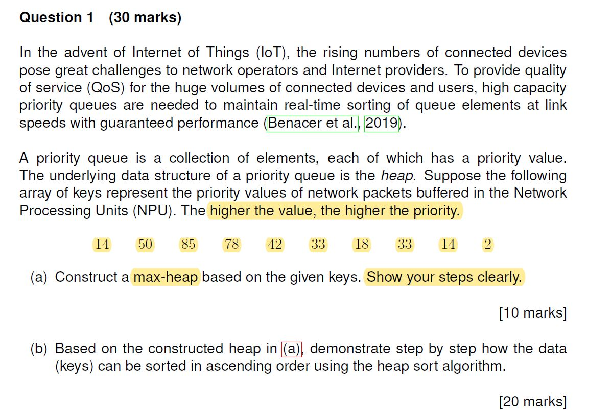 Solved Question 1 (30 marks) In the advent of Internet of | Chegg.com