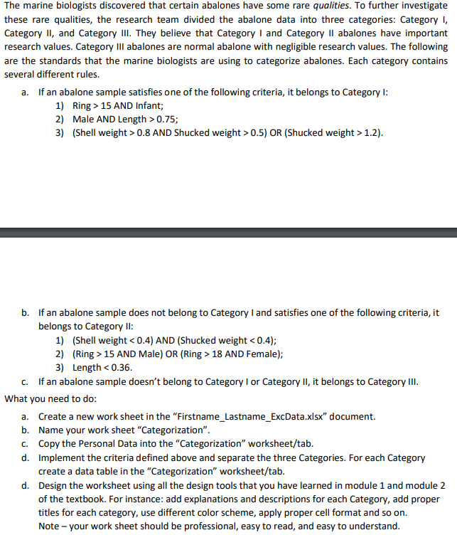 Solved I've made the Category columns with the criteria | Chegg.com