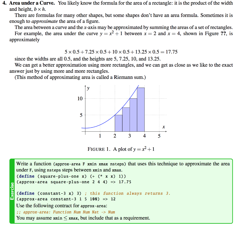 4. Area under a Curve. You likely know the formula | Chegg.com