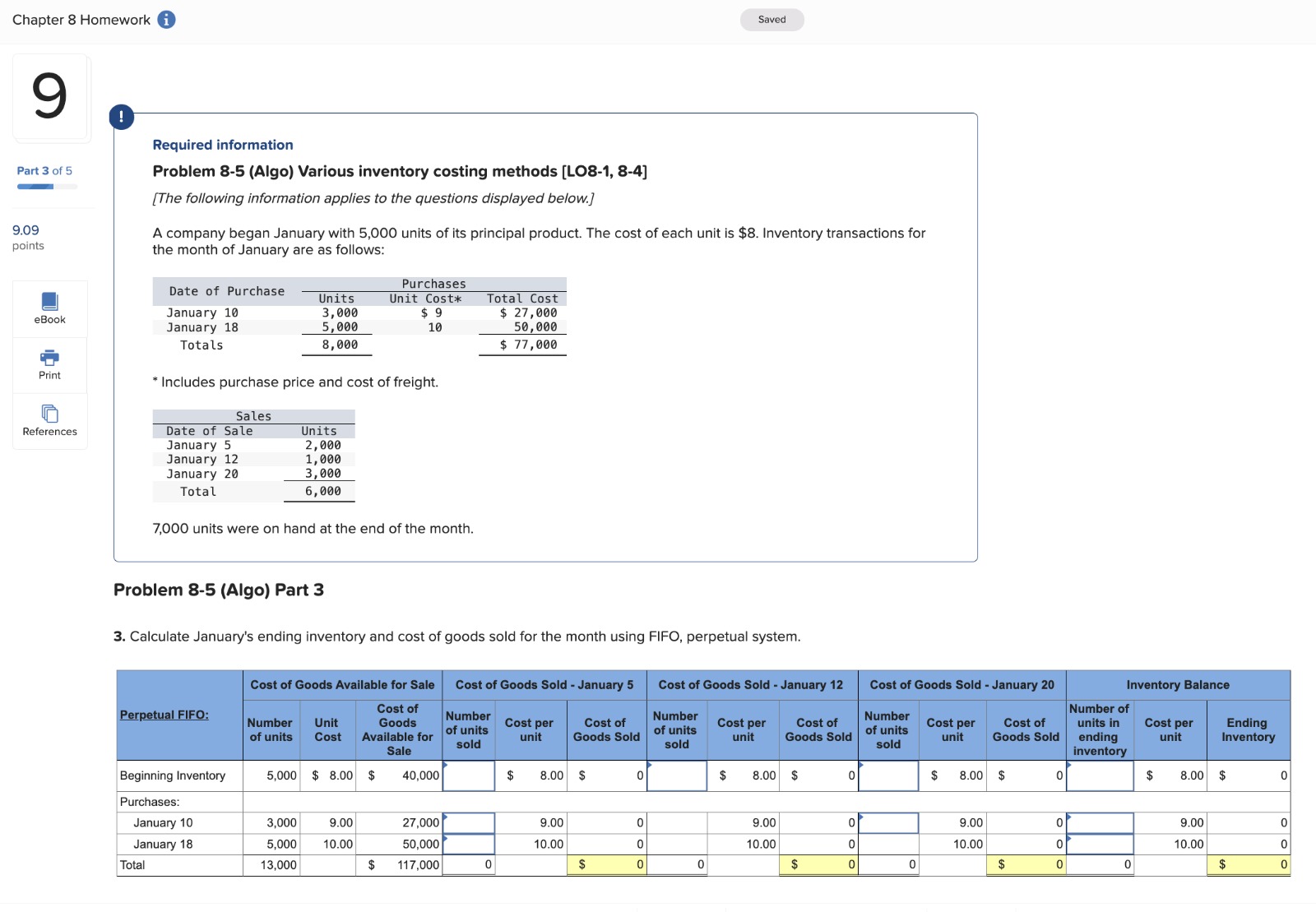 Solved Required information Problem 8-5 (Algo) Various | Chegg.com