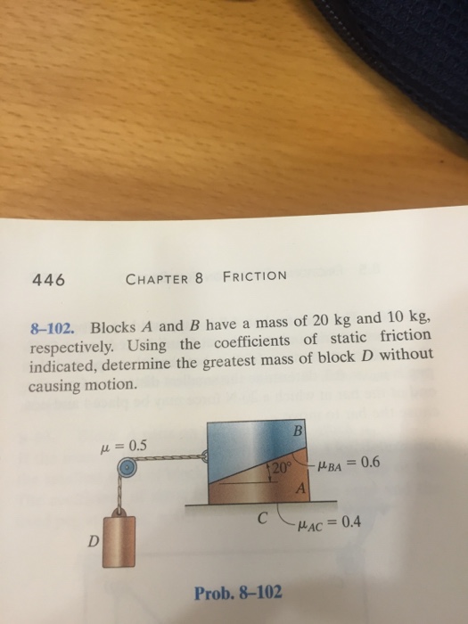 Solved Blocks A and B have a mass of 20 kg and 10 kg, | Chegg.com