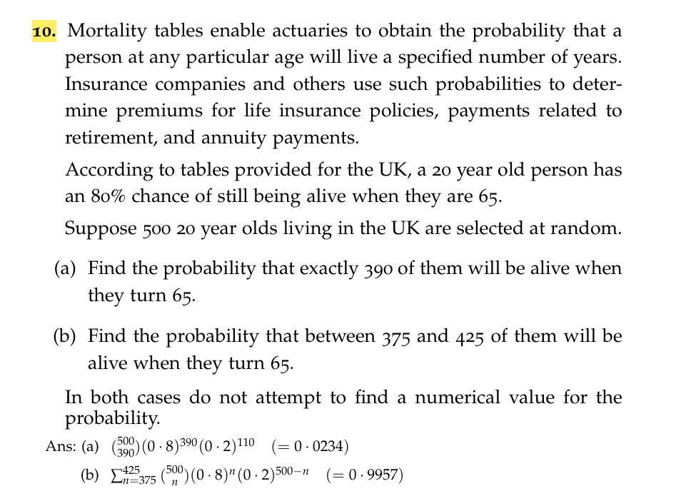 Solved Mortality tables enable actuaries to ﻿obtain the | Chegg.com