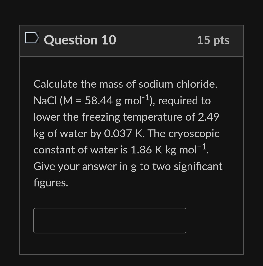 Solved Calculate the mass of sodium chloride, NaCl(M=58.44 g | Chegg.com