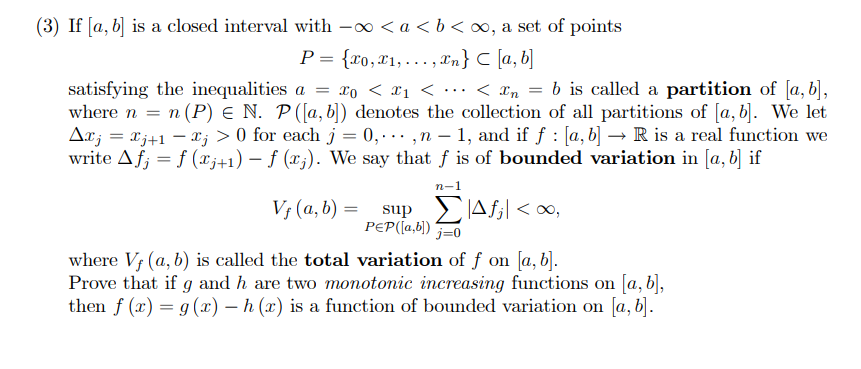 Solved (3) If [a,b] is a closed interval with −∞ | Chegg.com