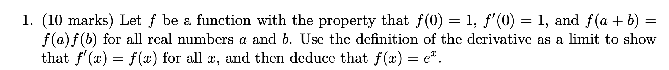 Solved 1. (10 marks) Let f be a function with the property | Chegg.com