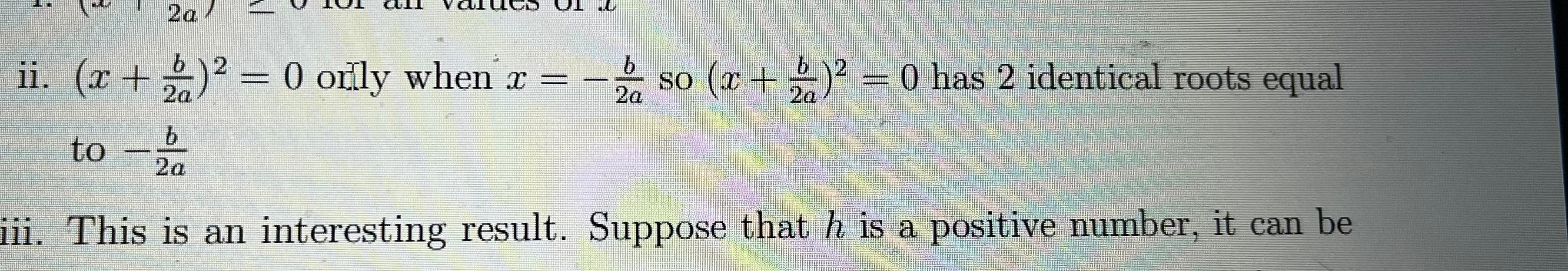 ii. (x+2ab)2=0 orlly when x=−2ab so (x+2ab)2=0 has 2 | Chegg.com