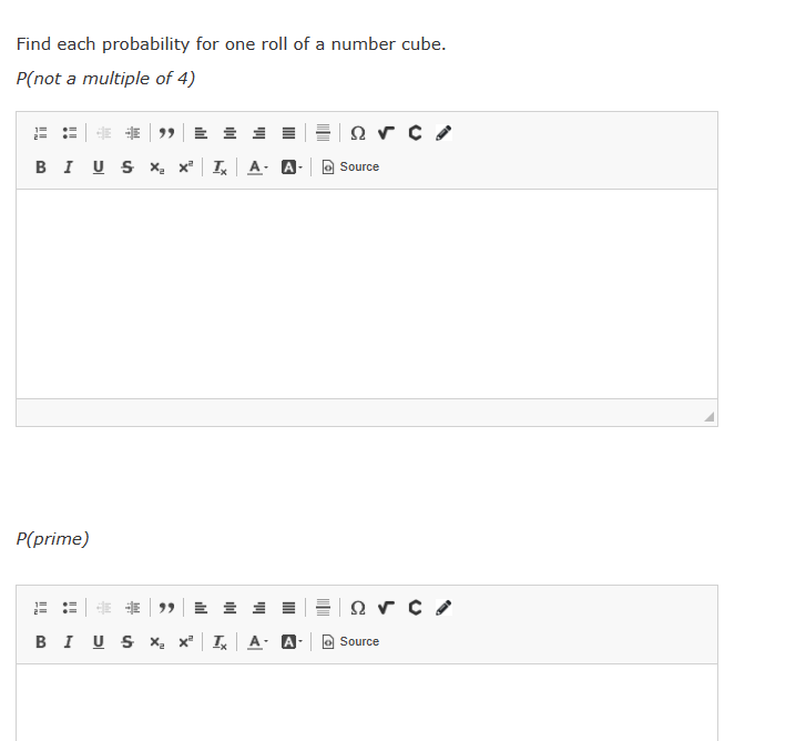 Solved Find each probability for one roll of a number cube. | Chegg.com