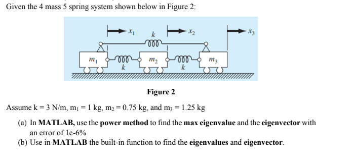 Solved Given the 4 mass 5 spring system shown below in | Chegg.com