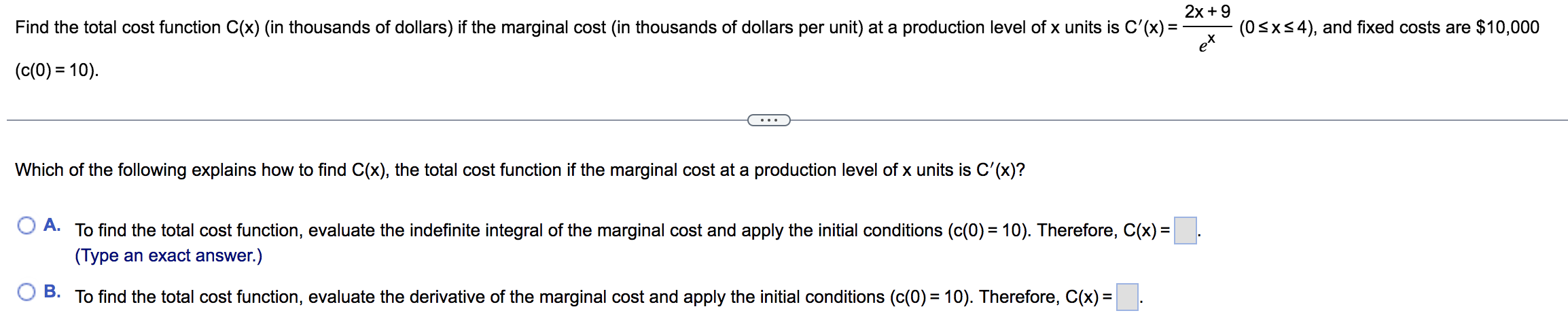 Solved Find the total cost function C(x) (in thousands of | Chegg.com