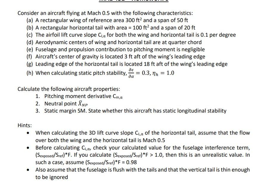 Consider an aircraft flying at Mach 0.5 with the | Chegg.com