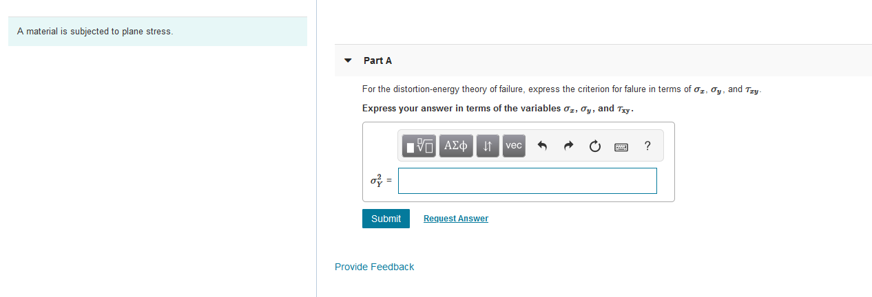 Solved A material is subjected to plane stress. Part A For | Chegg.com