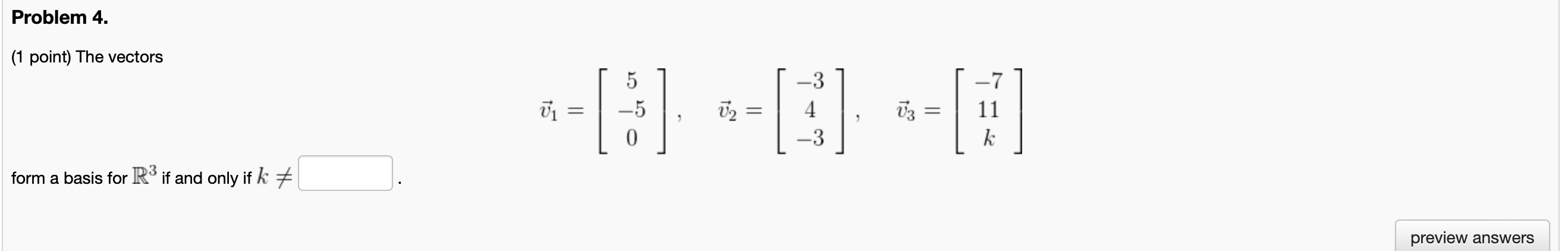 Solved (1 point) The vectors | Chegg.com