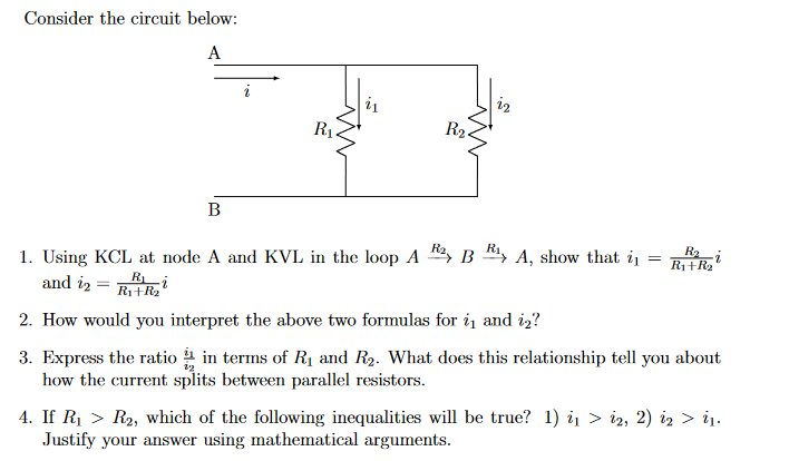 Solved Consider the circuit below: A 1 iz R1 R2 B R -i R1+R2 | Chegg.com