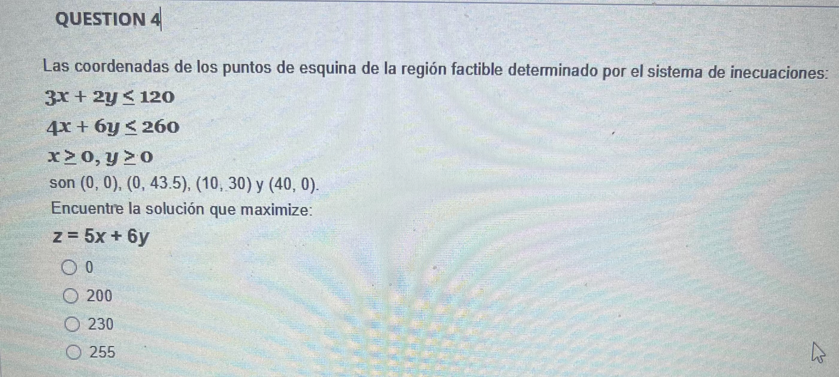 Solved QUESTION 4Las coordenadas de los puntos de esquina de | Chegg.com