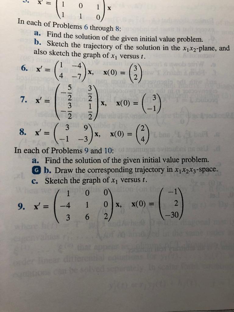 Solved 3. X = 1 X 0 1 1 In each of Problems 6 through 8: a. | Chegg.com