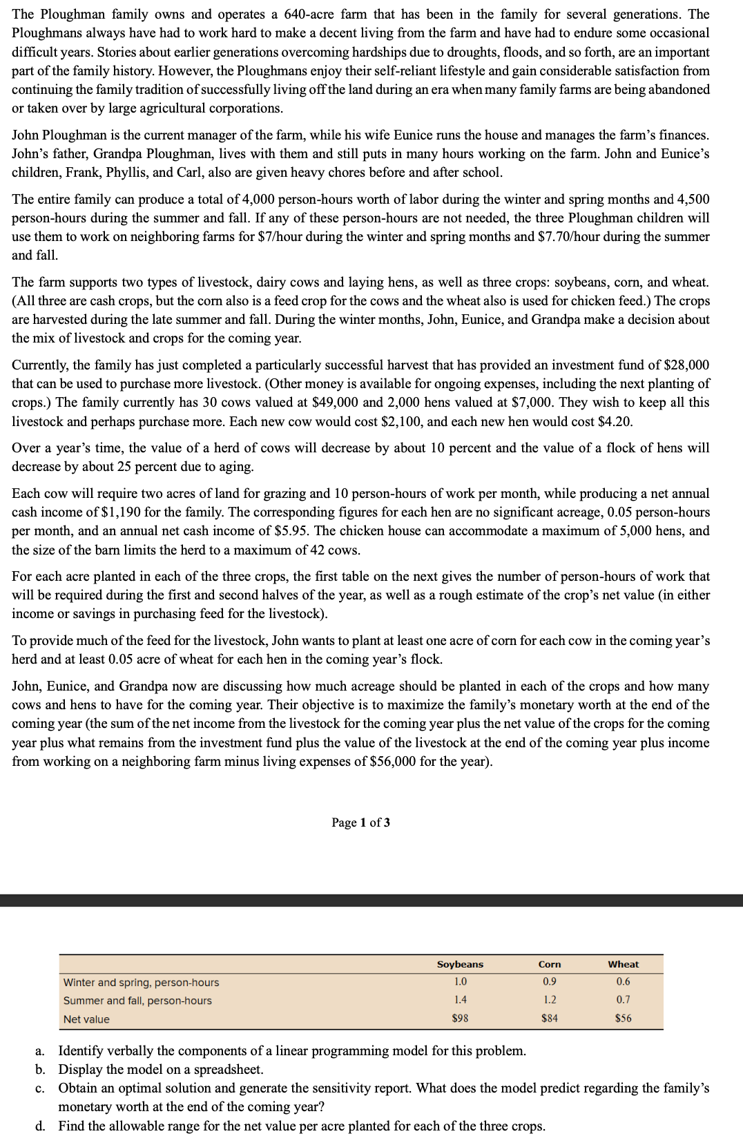 Solved Can you help me create an excel sheet of the question | Chegg.com
