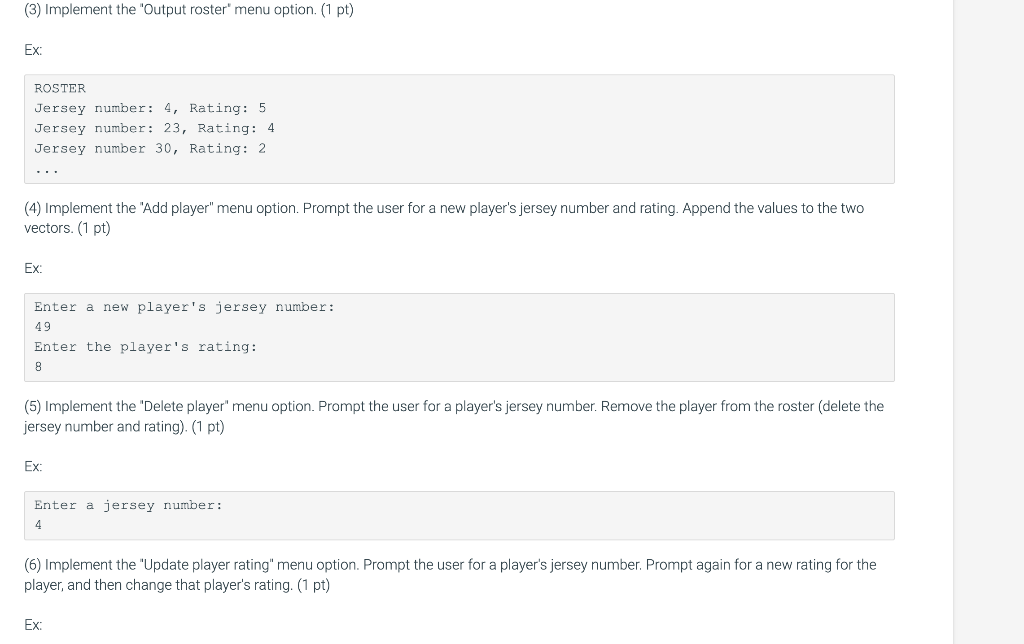 Solved This program will store roster and rating information | Chegg.com