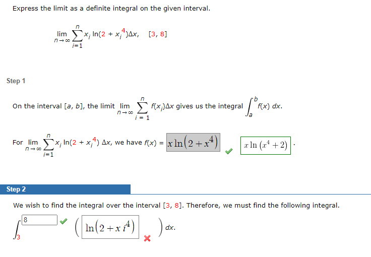 Solved Express the limit as a definite integral on the given | Chegg.com