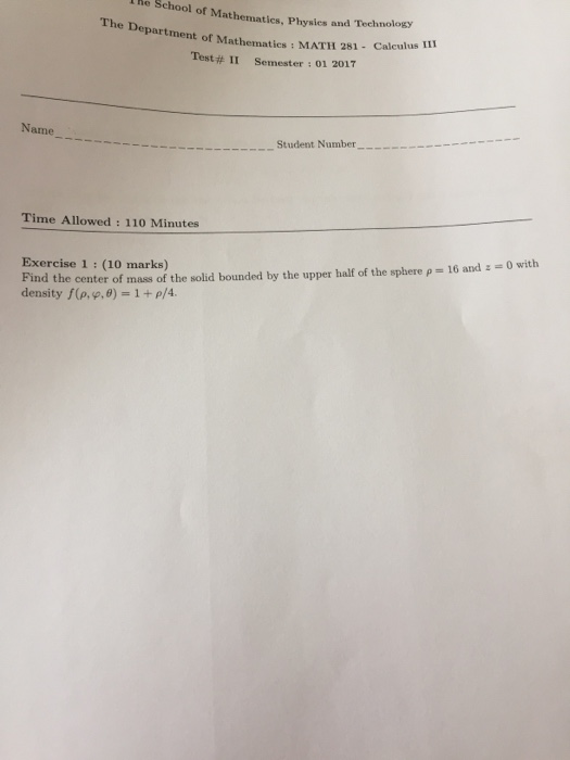 Solved Find the center of mass of the solid bounded by upper | Chegg.com