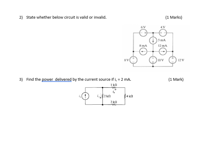 Solved 2) State whether below circuit is valid or invalid. | Chegg.com
