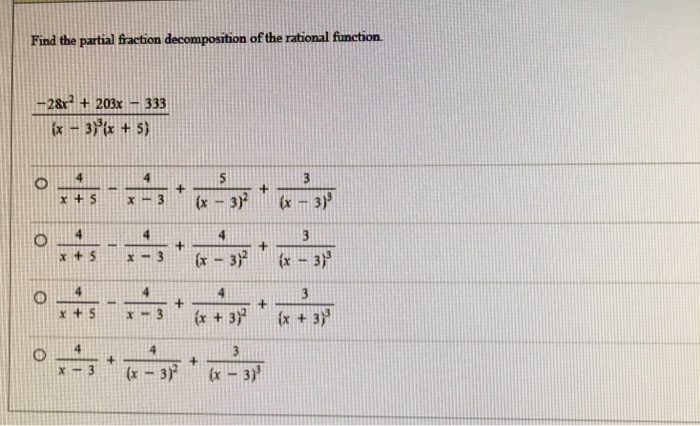 Solved Find The Partial Fraction Decomposition Of The