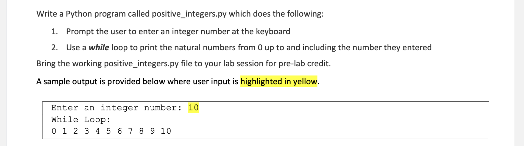 Solved Write a Python program called positive_integers.py | Chegg.com