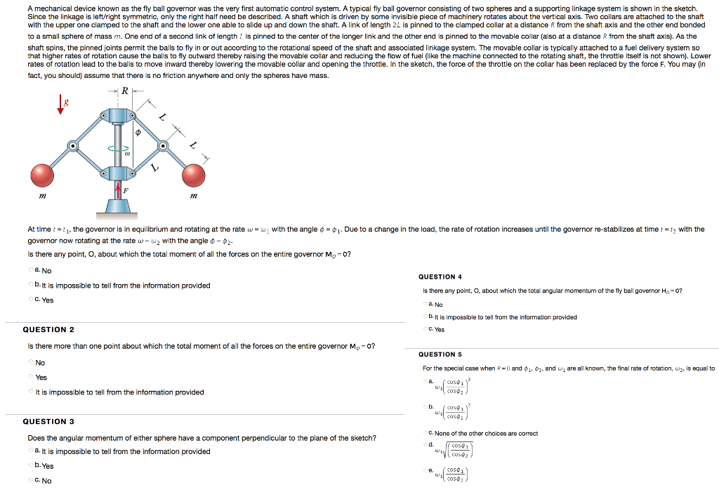 Solved A mechanical device known as the fly ball governor | Chegg.com