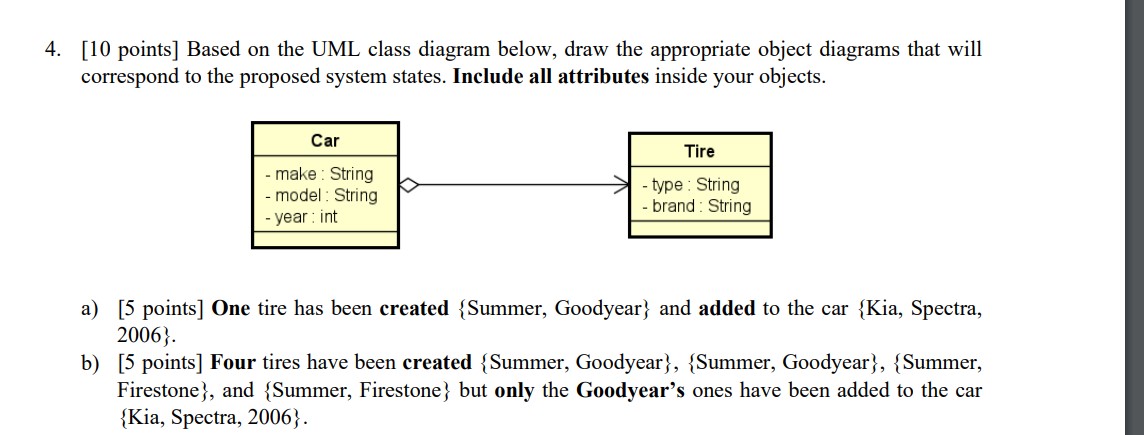 Solved [10 points] Based on the UML class diagram below, | Chegg.com