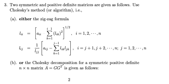 Solved 3. Two symmetric and positive definite matrices are | Chegg.com