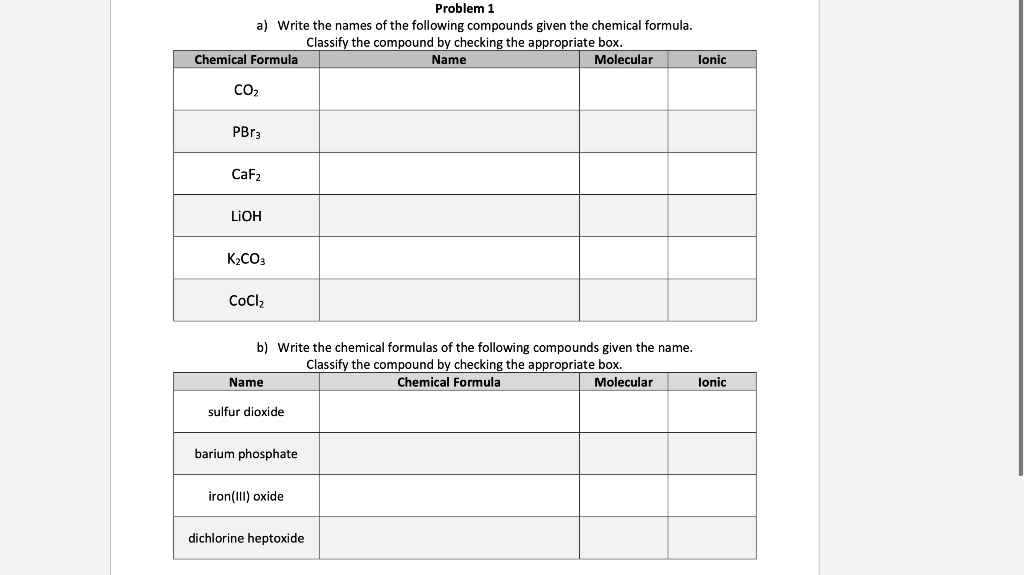 Solved Problem 1 a) Write the names of the following | Chegg.com
