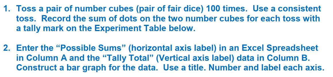 Solved 1. Toss a pair of number cubes (pair of fair dice) | Chegg.com