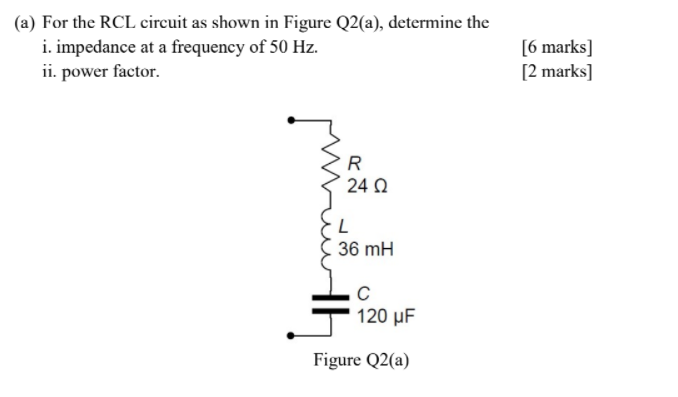 Solved (a) For the RCL circuit as shown in Figure Q2(a), | Chegg.com