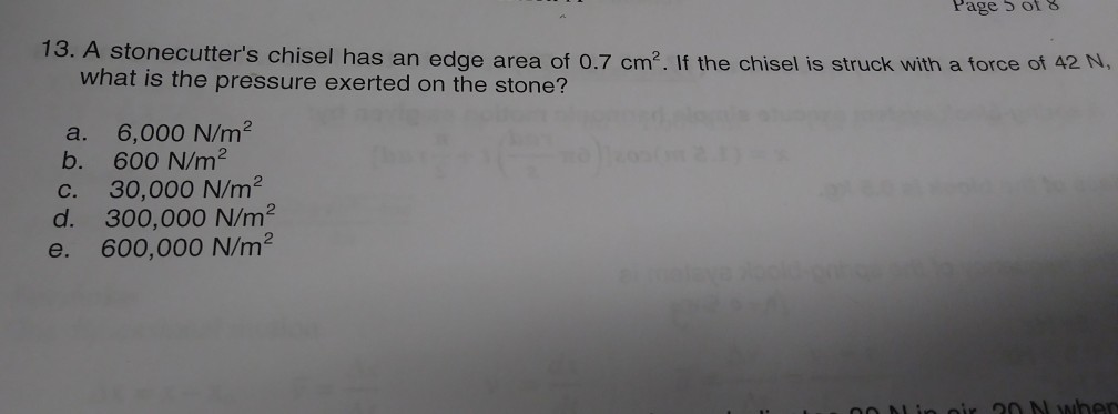 Solved Page S of 8 13. A stonecutter's chisel has an edge | Chegg.com