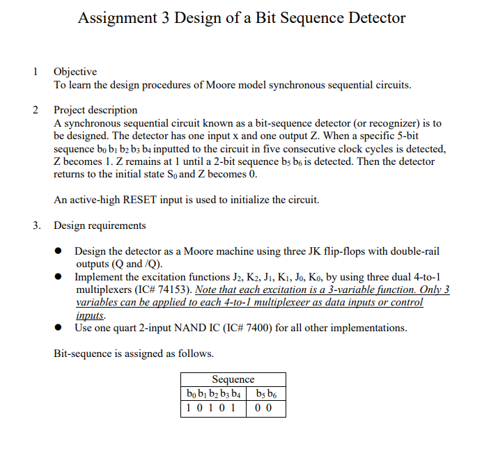Solved Assignment 3 Design Of A Bit Sequence Detector 1 