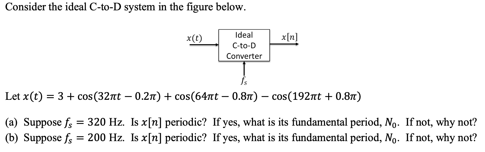 Solved Consider the ideal C-to-D system in the figure below. | Chegg.com