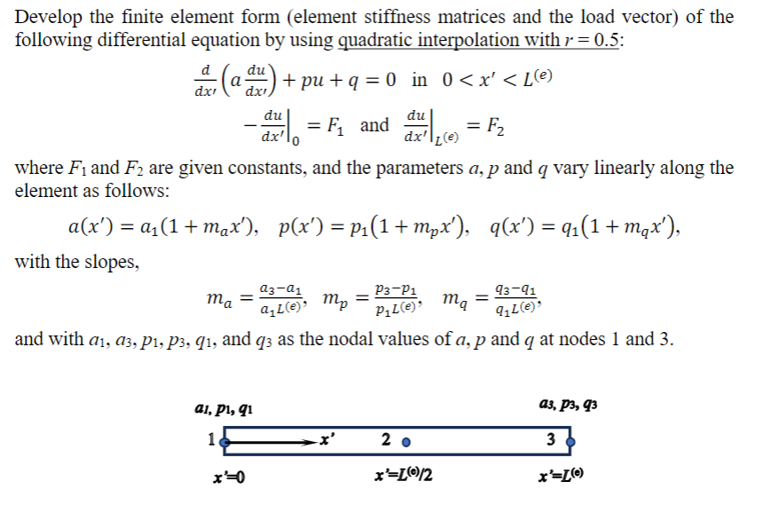 Solved Develop the finite element form (element stiffness | Chegg.com