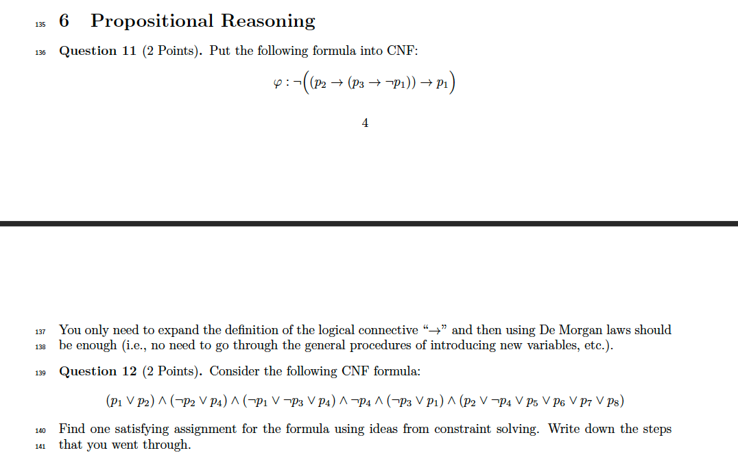 Solved 135 6 Propositional Reasoning Question 11 (2 Points). | Chegg.com