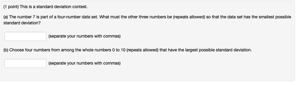 Solved (1 point) This is a standard deviation contest. (a) | Chegg.com