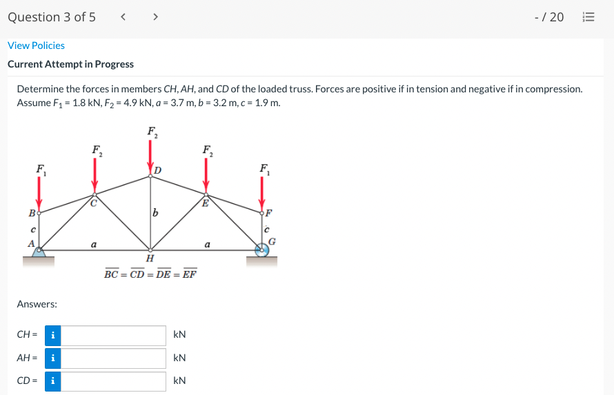 Solved Question 3 of 5 - /20 View Policies Current Attempt | Chegg.com