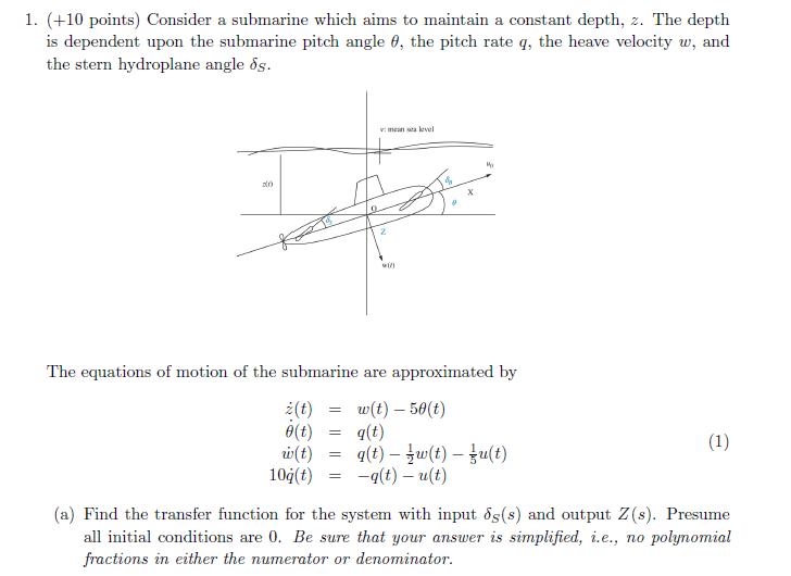 Solved ( +10 ﻿points) ﻿Consider a submarine which aims to | Chegg.com